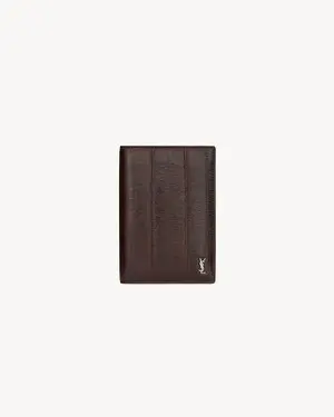 Saint Laurent Tiny Cassandre Passport Case In Eel - Brown