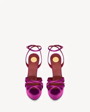 Saint Laurent Chandelle Platform Sandals In Satin Crepe - Fuchsia