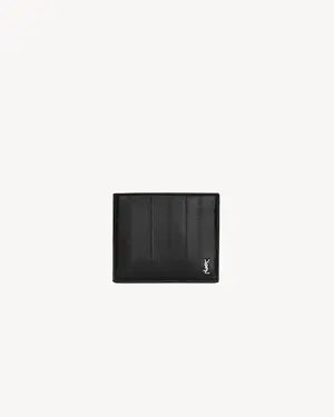Saint Laurent Tiny Cassandre East/west Wallet In Eel - Black