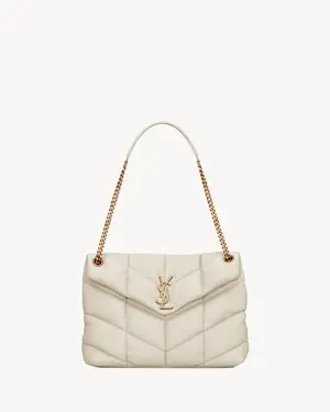 Saint Laurent Puffer Medium In Lambskin - White