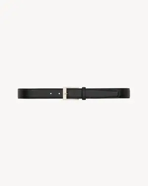 Saint Laurent Rectangular Buckle Belt In Smooth Leather - Black