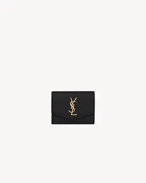 Saint Laurent One Sizeptown Business-card Case In Grain De Poudre Leather - Black