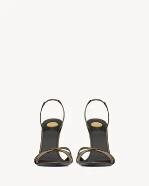 Saint Laurent Kate Sandals In Satin Crepe - Teak
