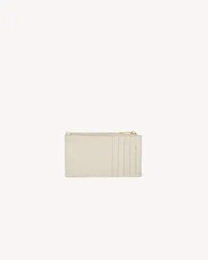 Saint Laurent Cassandre Matelassé Fragments Card Case In Grain De Poudre Leather - White