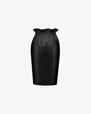 Saint Laurent Lambskin Paperbag Pencil Skirt - Noir