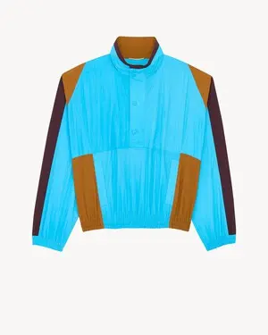 Saint Laurent Cassandre Windbreaker In Nylon Faille - Turquoise