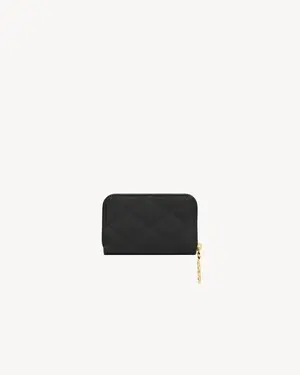 Saint Laurent Cassandre Bijou Change Purse In Grain De Poudre Leather - Black