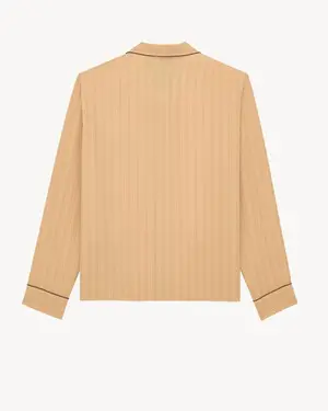 Saint Laurent Pajama Top In Striped Silk - Beige/nude/taupe