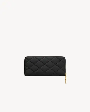 Saint Laurent Cassandre Bijou Zip Wallet In Lambskin - Black