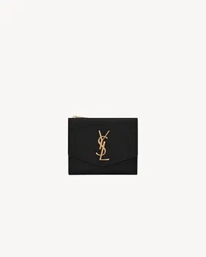 Saint Laurent One Sizeptown Compact Wallet In Grain De Poudre Leather - Black