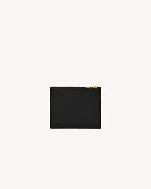 Saint Laurent One Sizeptown Compact Wallet In Grain De Poudre Leather - Black