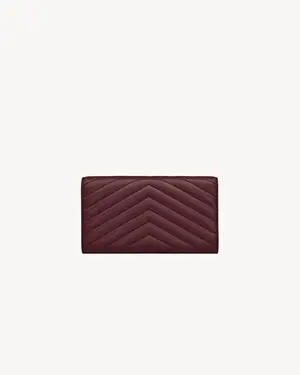 Saint Laurent Cassandre Large Flap Wallet In Lambskin - Rouge Cabernet