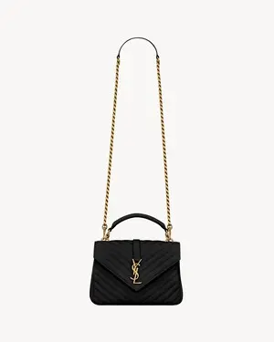Saint Laurent College Medium Quilted Leather Satchel - Black