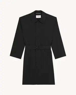 Saint Laurent Water-repellent Trench Coat In Crinkled Nylon - Noir