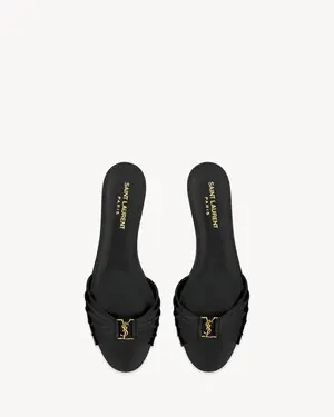 Saint Laurent Babylone" Smooth Leather Slides - Black