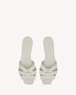 Saint Laurent Tribute Mules In Smooth Leather - White