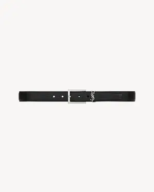 Saint Laurent Cassandre Belt In Grained Lambskin - Black