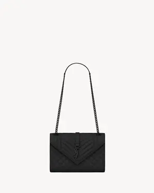 Saint Laurent Envelope Medium Quilted Leather Bag - Black