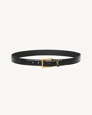 Saint Laurent Cassandre Belt In Eel - Black