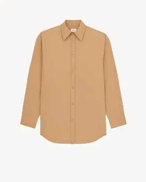Saint Laurent Cassandre Shirt In Cotton Poplin - Chatain