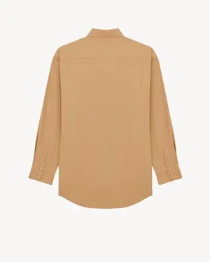 Saint Laurent Cassandre Shirt In Cotton Poplin - Chatain