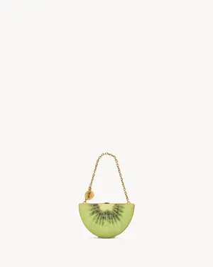 Saint Laurent Evening Mini Kiwi Clutch In Resin With Cassandre Medallion