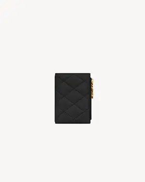 Saint Laurent Cassandre Bijou Bi-fold Wallet In Lambskin - Black