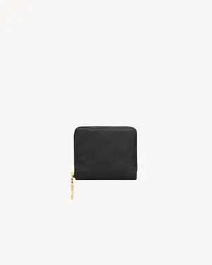 Saint Laurent Cassandre Bijou Compact Wallet In Grain De Poudre Leather - Black