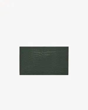 Saint Laurent Ptown Pouch In Crocodile-embossed Shiny Leather - Mint