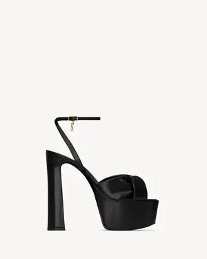 Saint Laurent Franciane" Platform Sandals In Smooth Leather - Black