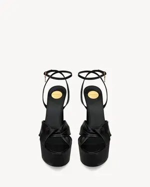 Saint Laurent Franciane" Platform Sandals In Smooth Leather - Black