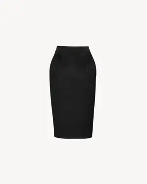 Saint Laurent Cassandre Padded Satin Pencil Skirt - Noir
