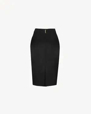 Saint Laurent Cassandre Padded Satin Pencil Skirt - Noir