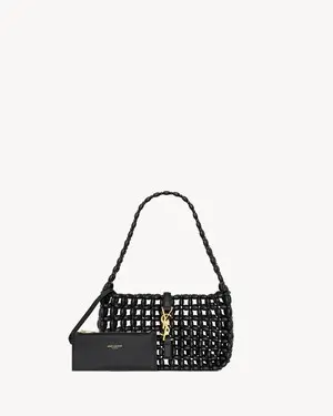 Saint Laurent Le 5 À 7 Shoulder Bag In Wood Beads - Black
