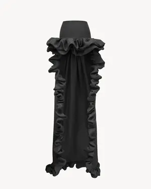 Saint Laurent Bubble Cascade Skirt In Silk Gazar - Noir