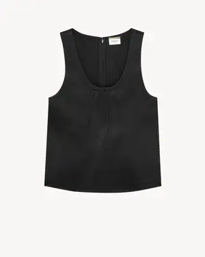 Saint Laurent Cassandre Shift Top In Satin - Noir