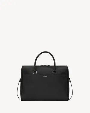 Saint Laurent Duffle Briefcase In Grain De Poudre Embossed Leather - Black