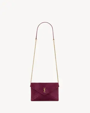 Saint Laurent Cassandre Small Chain Pouch In Suede - Deep Fuchsia