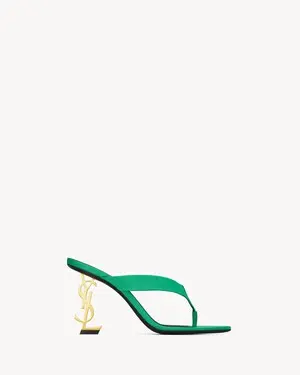 Saint Laurent Opyum Mules In Satin Crepe - Vert Emerald