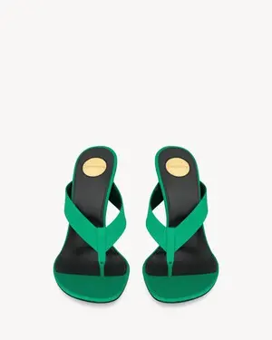 Saint Laurent Opyum Mules In Satin Crepe - Vert Emerald