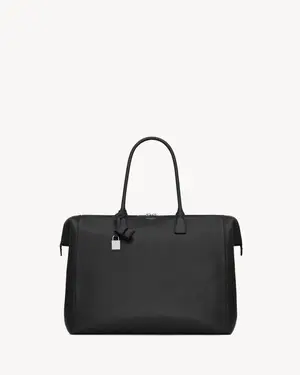Saint Laurent North/south Doctor Bag In Grained Leather - Black