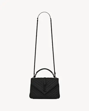 Saint Laurent College Medium Quilted Leather Satchel - Black
