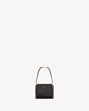 Saint Laurent Foulard Folding Pouch In Silk Satin And Leather - Black