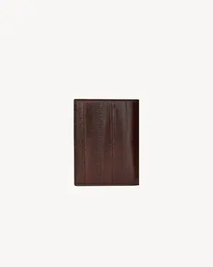 Saint Laurent Tiny Cassandre Credit Card Wallet In Eel - Brown
