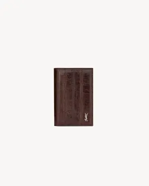 Saint Laurent Tiny Cassandre Credit Card Wallet In Hagfish - Brown