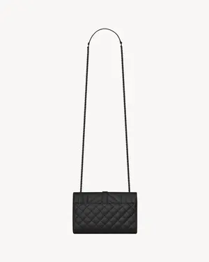 Saint Laurent Envelope Small Quilted Grain De Poudre Embossed Leather Bag - Black