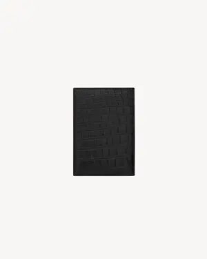 Saint Laurent Tiny Cassandre Passport Case In Crocodile-embossed Leather