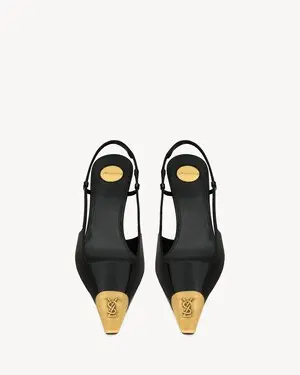 Saint Laurent Jeanne Slingback Pumps In Smooth Leather - Black