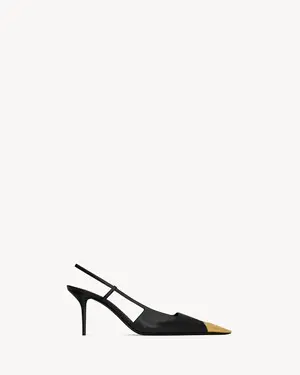 Saint Laurent Jeanne Slingback Pumps In Smooth Leather - Black