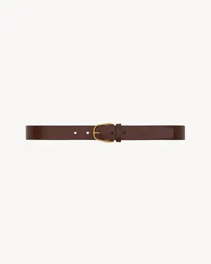 Saint Laurent Minimal Belt In Leather - Burnt Chocolate